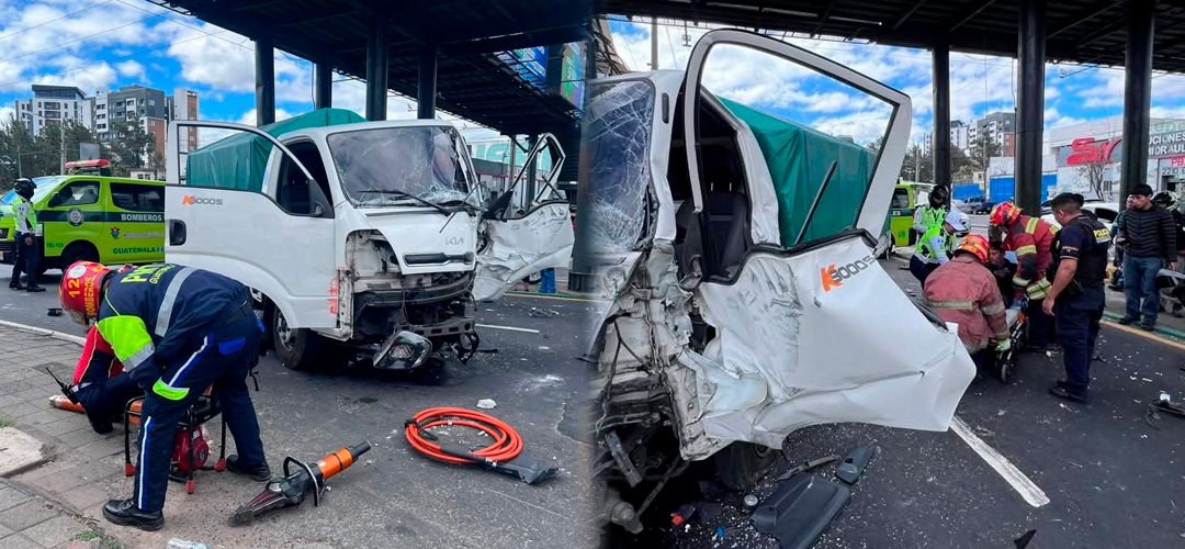Camión colisiona contra pasarela en la Calzada Aguilar Batres y genera ...